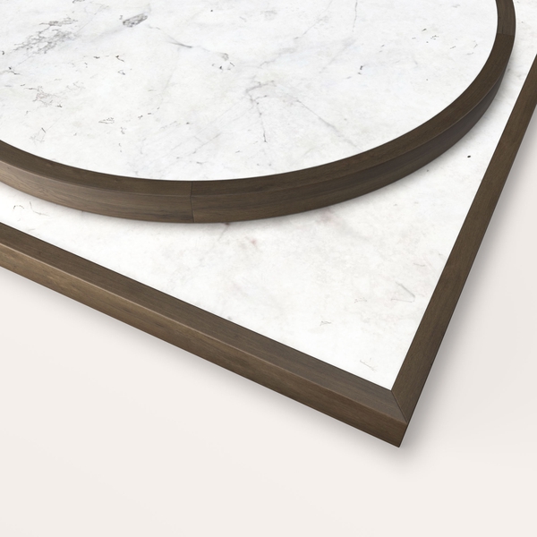 Carrara Marble Table Top with 25mm Hard Wood Edging - The Contact Chair ...